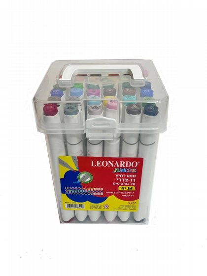 36 טושים דו צדדי רחיץ לאונרדו | צבעים ולורדים | מכשירי כתיבה וציוד משרדי